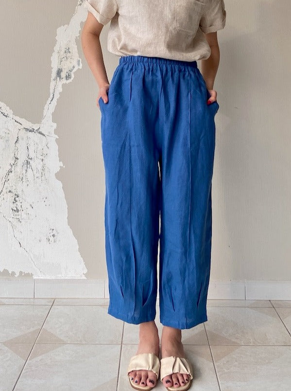 Linen Harem Pants In Dark Blue L You Living You Living 悠生活